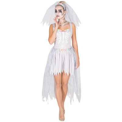 Women's Skeleton Bride Costume - white XL