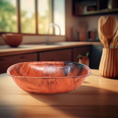 Wood Bowl 20cm Woven Pattern Snacks Salad Soup Ramen Rice Serving ...