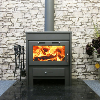 Wood Burning Stove with Back Boiler Multi Fuel Ray Max GB 20kw Modena