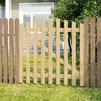 Wood Colour 120x120cm Outdoor Wooden Garden Gate Spruce Wood Fence Door ...