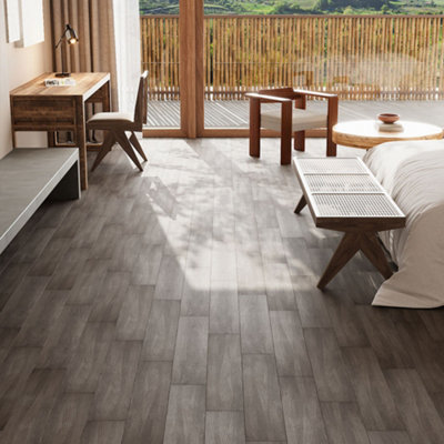 Wood effect Textured Click vinyl Click flooring with 2mm Underlay in ...