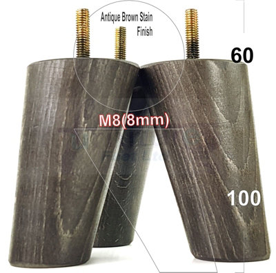 Wood Furniture Feet 100mm High Antique Brown Stain Replacement ...
