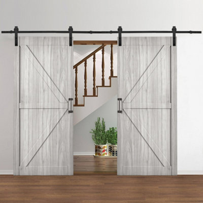 Wood Grain Style Sliding Internal Door Interior Barn Door 91cm W x ...