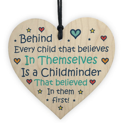 Wood Hanging Heart Thank You Gift for Childminder Teacher Friendship ...