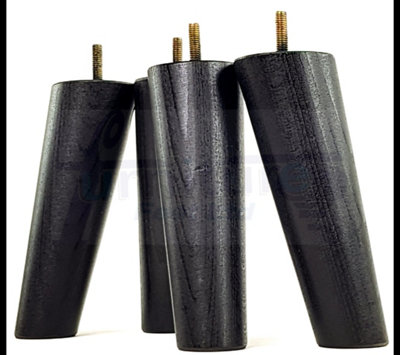 Wood Legs Black 160mm High Set Of 4 Angled Replacement Furniture Feet ...