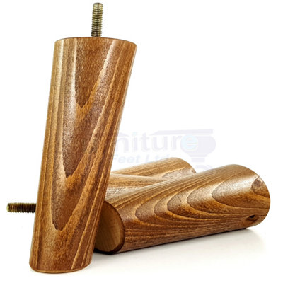 Wood Legs Dark Oak Stain 180mm High Set Of 4 Replacement Angled ...