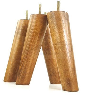Wood Legs Dark Oak Washed 180mm High Set Of 4 Replacement Angled ...