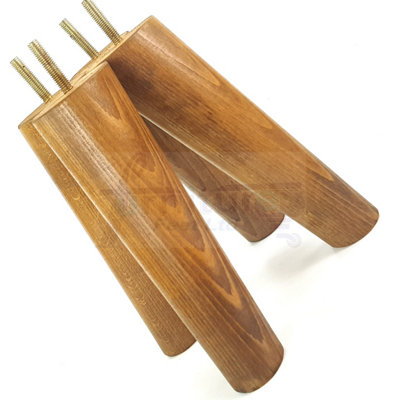 Wood Legs Dark Oak Washed 180mm High Set Of 4 Replacement Angled ...