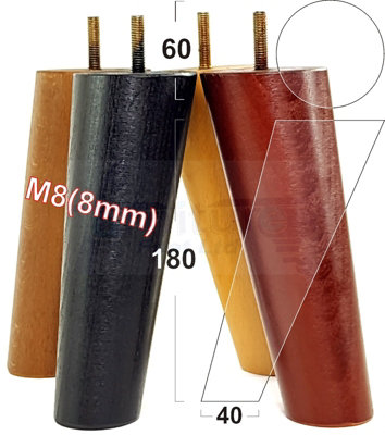 Wood Legs Dark Oak Washed 180mm High Set Of 4 Replacement Angled ...