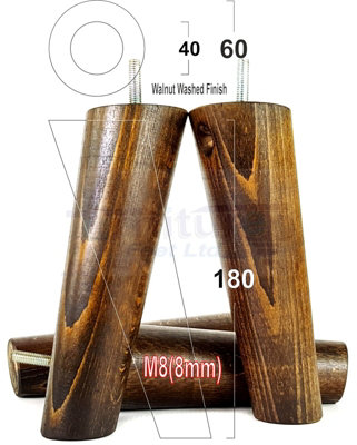 Wood Legs Dark Walnut Washed 180mm High Set Of 4 Replacement Angled ...
