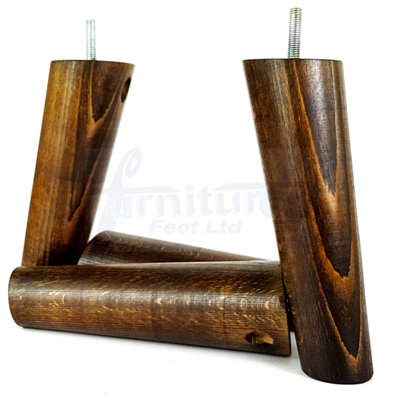 Wood Legs Dark Walnut Washed 180mm High Set Of 4 Replacement Angled ...