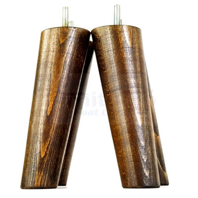 Wood Legs Dark Walnut Washed 180mm High Set Of 4 Replacement Angled ...