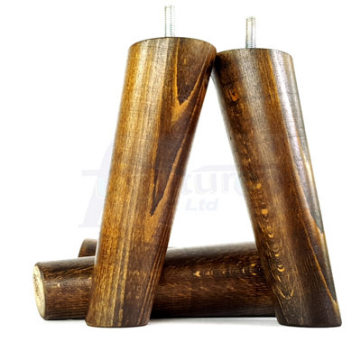 Wood Legs Dark Walnut Washed 180mm High Set Of 4 Replacement Angled ...