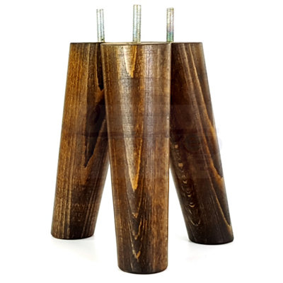 Wood Legs Dark Walnut Washed 180mm High Set Of 4 Replacement Angled ...
