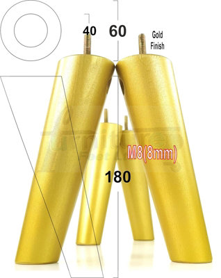 Wood Legs Gold 180mm High Set Of 4 Replacement Angled Furniture Legs ...