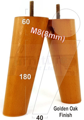 Wood Legs Golden Oak 180mm High Set Of 4 Replacement Angled Furniture ...