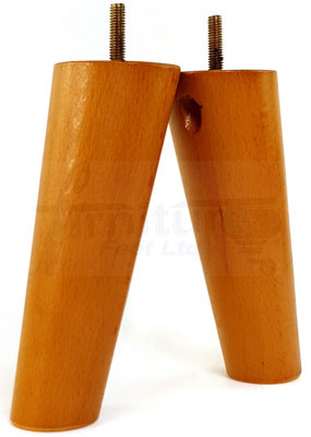 Wood Legs Golden Oak 180mm High Set Of 4 Replacement Angled Furniture ...