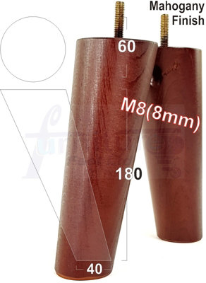 Wood Legs Mahogany 180mm High Set Of 4 Replacement Angled Furniture ...