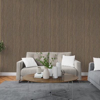 Wood Slat Wall Panels - Siberian Oak Black Acoustic Felt ...