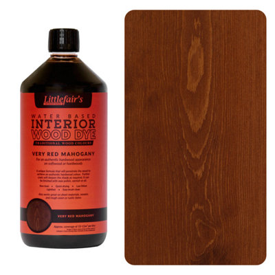 Wood Stain Water-based - Very Red Mahogany - 1 LTR - Littlefair's