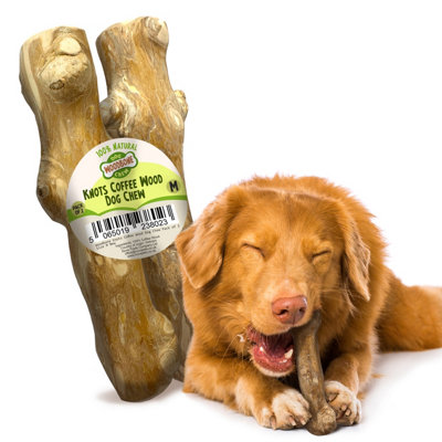 Woodbone Knots Coffee Wood Dog Chew Toy for Medium Dogs - Natural Wood ...
