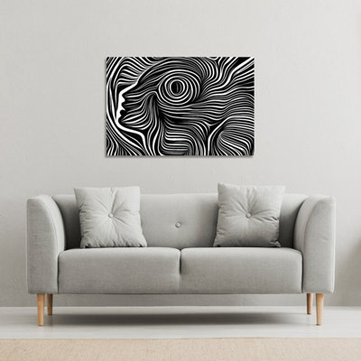 woodcut style on the subject of human soul (Canvas Print) / 152 x 101 x 4cm