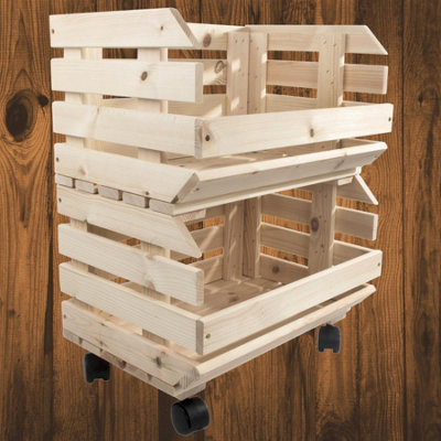 Woodeedoo 2-Tier Stackable Wooden Vegetable Rack Storage Crate Set with ...