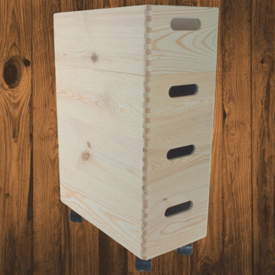 Woodeedoo 4 Tier Wooden Storage Crate Tower on Wheels Stackable Pine ...