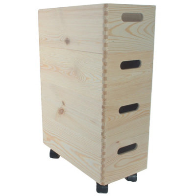 Woodeedoo 4 Tier Wooden Storage Crate Tower on Wheels Stackable Pine ...