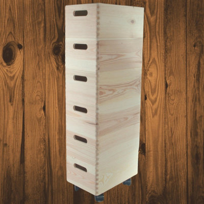 Woodeedoo 6 Tier Stackable Wooden Crate Storage Box Set with Wheels ...
