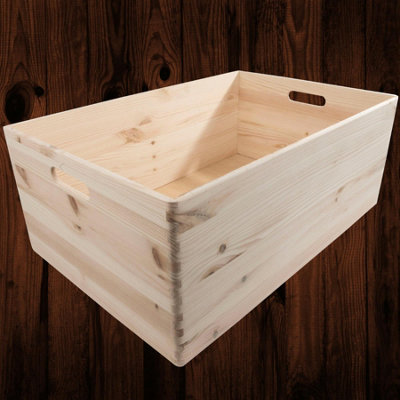 Woodeedoo Extra Large Deep Open Top Wooden Storage Box with Handles ...