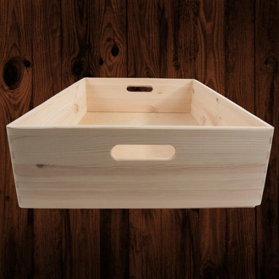 Woodeedoo Extra Large Wooden Storage Box Shallow Open Top Underbed ...