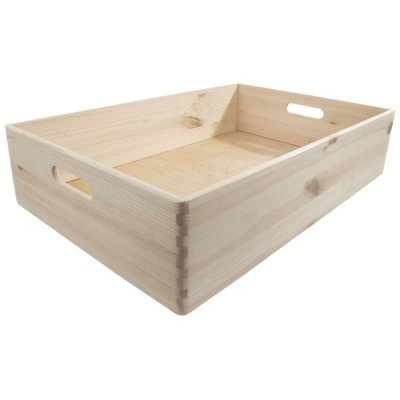Woodeedoo Extra Large Wooden Storage Box Shallow Open Top Underbed ...