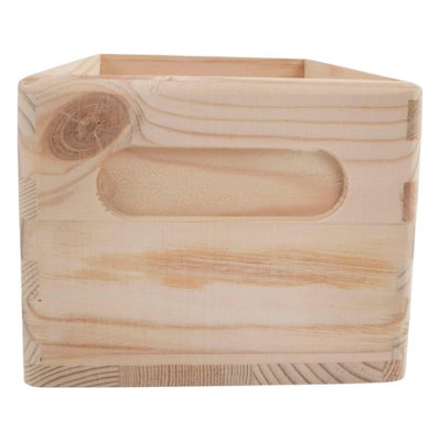 Woodeedoo Extra Small Open Top Wooden Storage Crate with Handles for ...