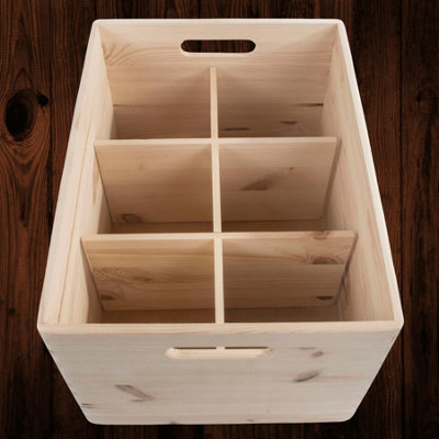 Woodeedoo Large Deep Open Top Wooden Storage Box with Removable ...