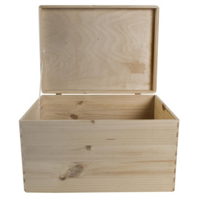 Woodeedoo Large Deep Wooden Storage Box Treasure Chest Trunk with ...