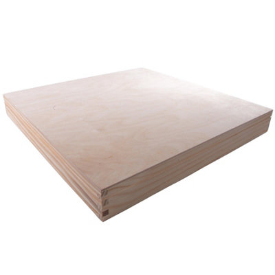 Woodeedoo Large Shallow Square Wooden Box with Lid Slim Case Holder for ...