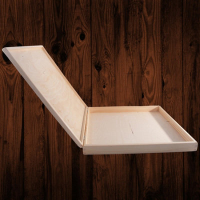 Woodeedoo Large Shallow Square Wooden Box with Lid Slim Case Holder for ...