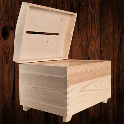 Woodeedoo Large Wooden Wish Post Box With Slot Domed Lid Card Storage ...