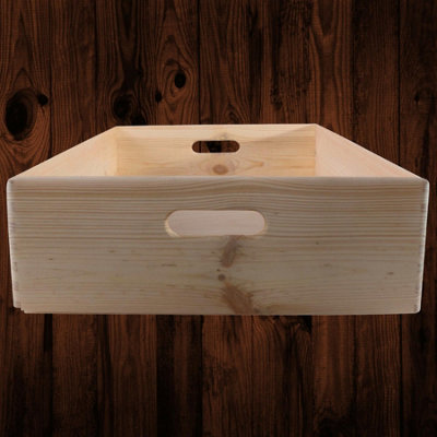 Woodeedoo Medium Duty Extra Large Shallow Wooden Storage Crate With ...