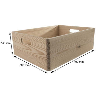 Woodeedoo Medium Duty Large Wooden Storage Crate Box With Handles For ...