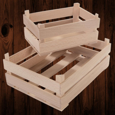 Woodeedoo Set of 2 Nesting Decorative Beechwood Crates Mini Gift Hamper ...