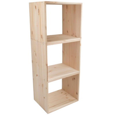 Woodeedoo Set of 3 Cube Shelving Units Natural Pine Bookcase Storage ...