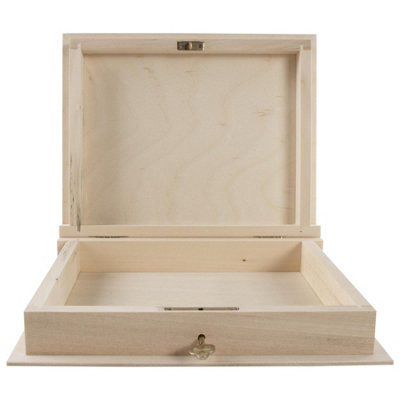 Woodeedoo Shallow Lockable Wooden Book-Shaped Storage Box Slim Gift ...
