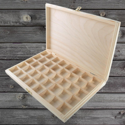 Woodeedoo Shallow Slim Wooden Box with 40 Compartments & Clasp ...