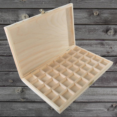 Woodeedoo Shallow Slim Wooden Box with 40 Compartments & Clasp ...