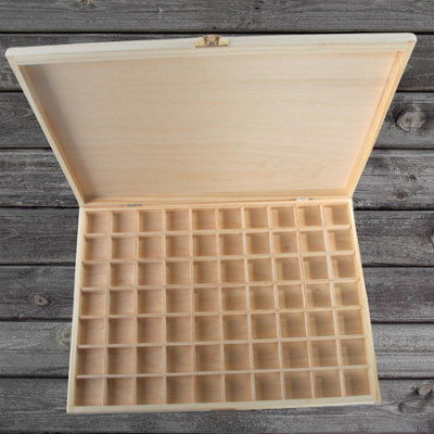 Woodeedoo Shallow Slim Wooden Box with 70 Compartments & Clasp ...