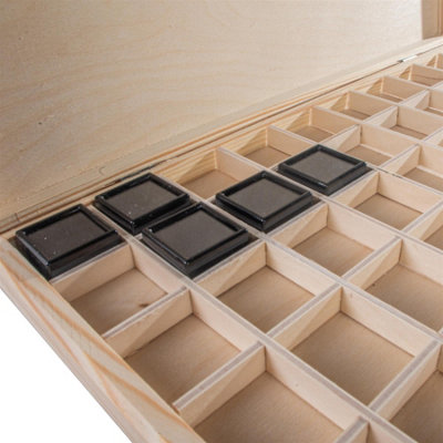 Woodeedoo Shallow Slim Wooden Box with 70 Compartments Jewellery ...