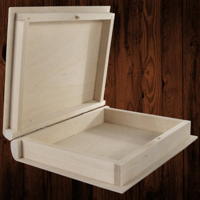 Woodeedoo Shallow Wooden Decorative Book-Shaped Slim Storage Box ...