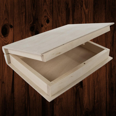 Woodeedoo Shallow Wooden Decorative Book-Shaped Slim Storage Box ...